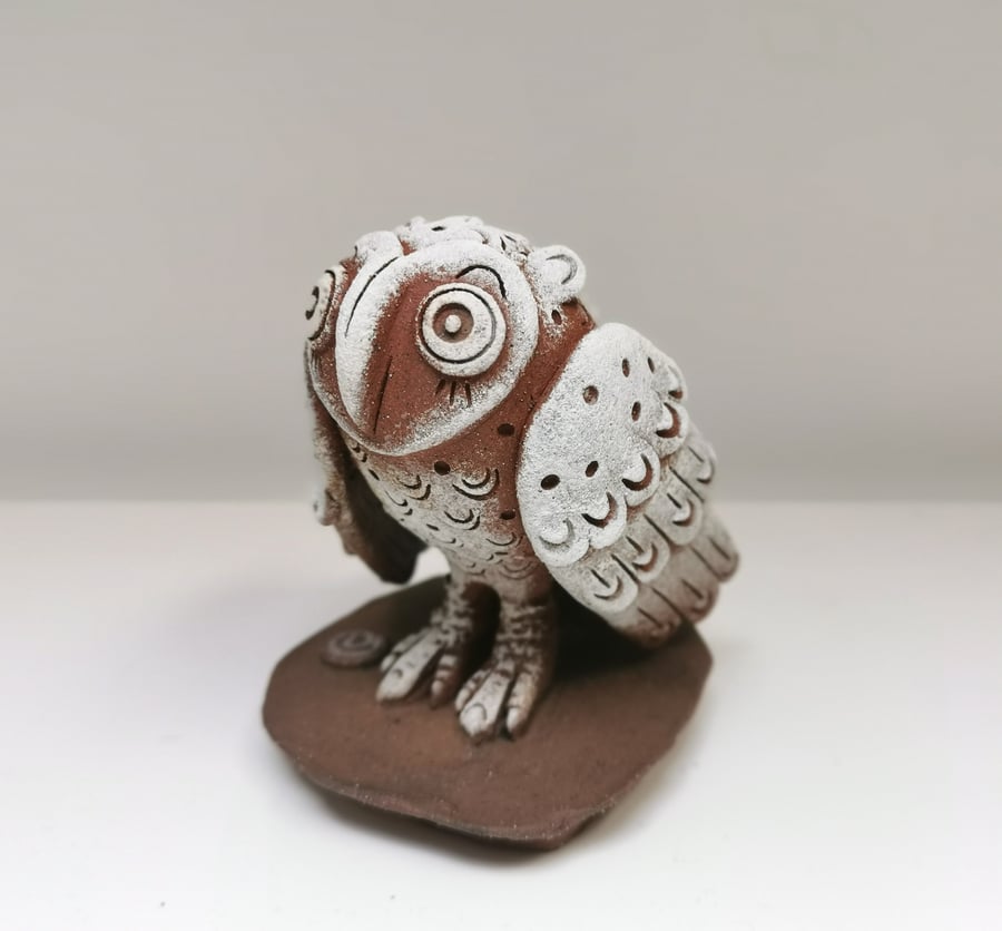 Little Owl Ceramic sculpture in terracotta - ce... - Folksy