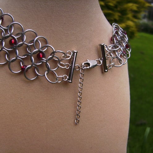 chainmail choker necklace Dragon Blood Droplet - Folksy