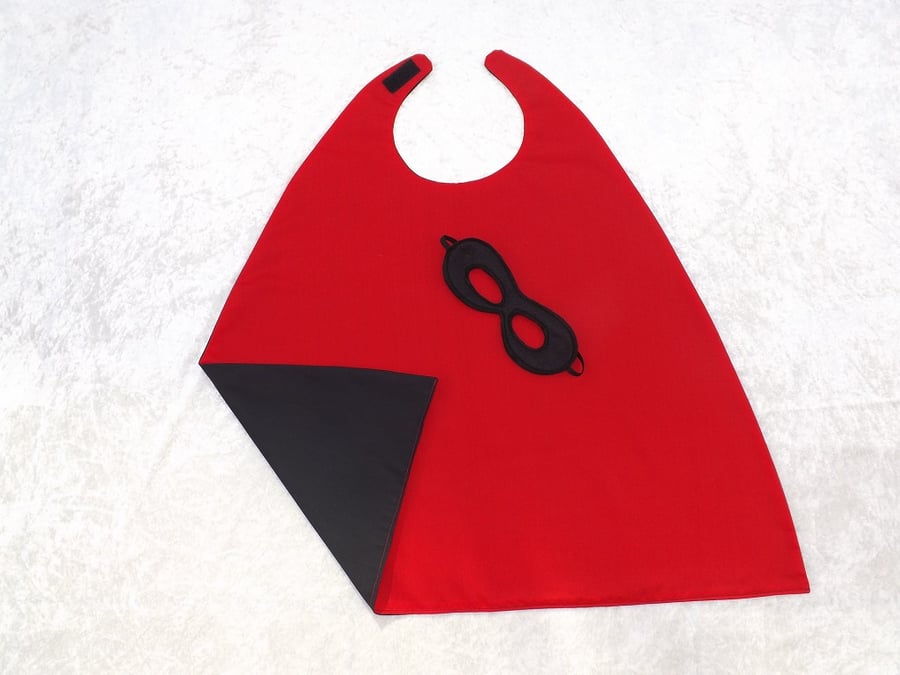Reversible Red & Black SuperHero Cape Mask ... - Folksy