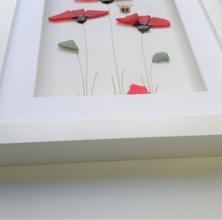 Poppy, Sea Glass Art Red Poppies, Wild Flowers,... - Folksy