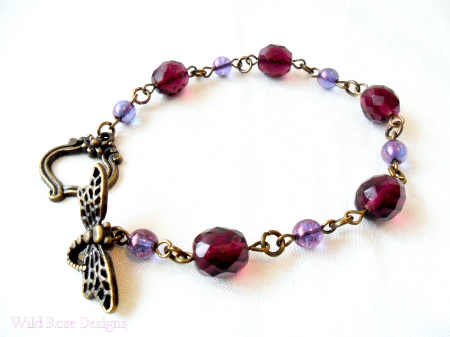 Purple bead bracelet - Folksy