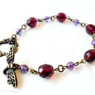 Purple bead bracelet - Folksy
