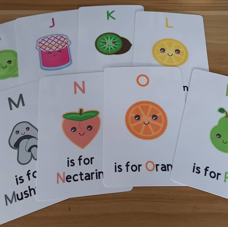 A to Z Fruit and Veg Flash Cards - Folksy