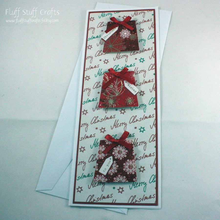 Handmade upcycled Christmas card - Folksy
