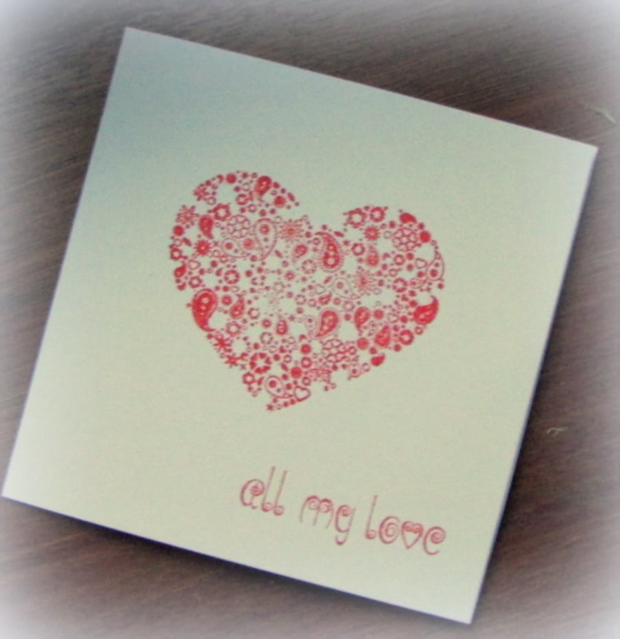 Floral Heart Card - Folksy