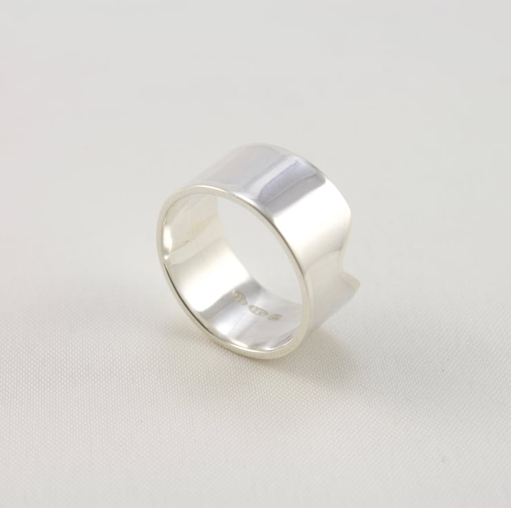 Sterling Silver Wide Notch Ring - Folksy