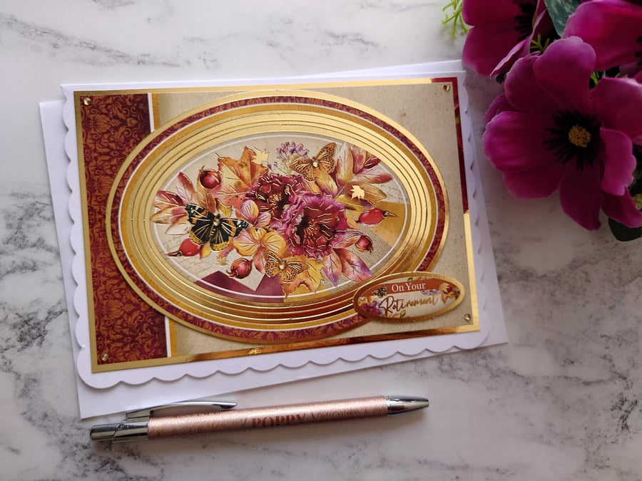 Autumn On Your Retirement 3D Luxury Handmade Card - Folksy