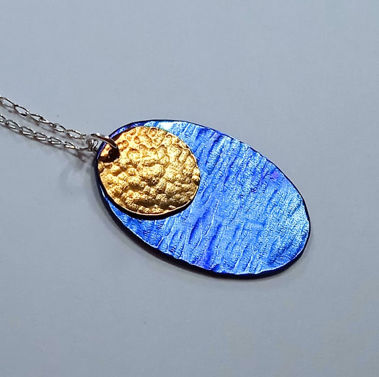 Coloured Titanium 'Sun Over the Sea' Pendant Ne... - Folksy
