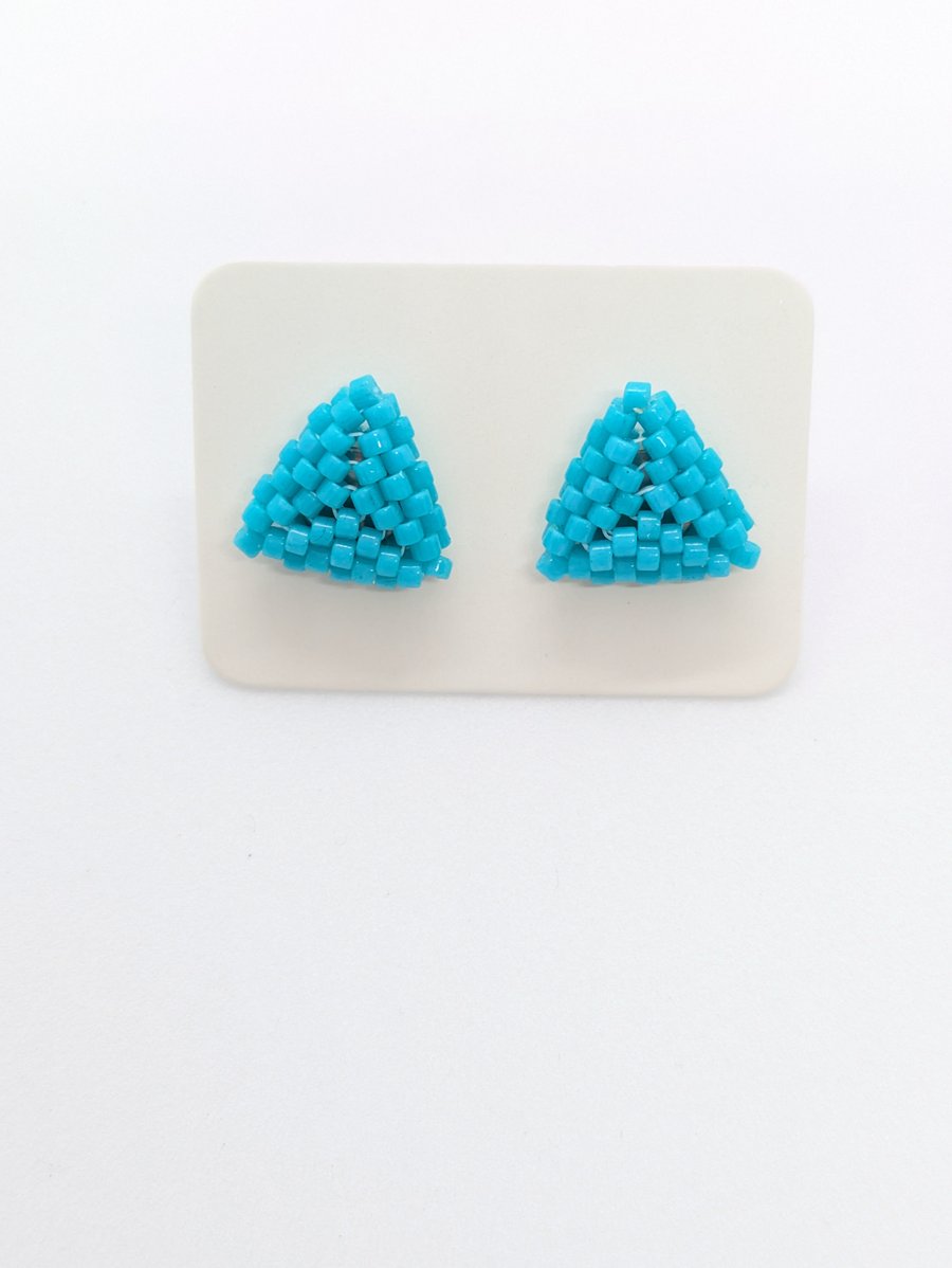 Triangle Stud Earrings - Turquoise - Folksy