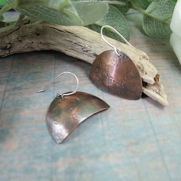 Earrings, Sterling Silver and Heart Patterned C... - Folksy
