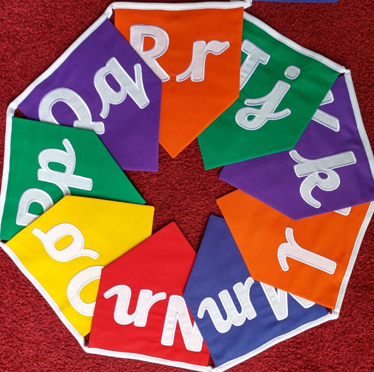 Capital and Cursive Case Alphabet Bunting Rainb... - Folksy