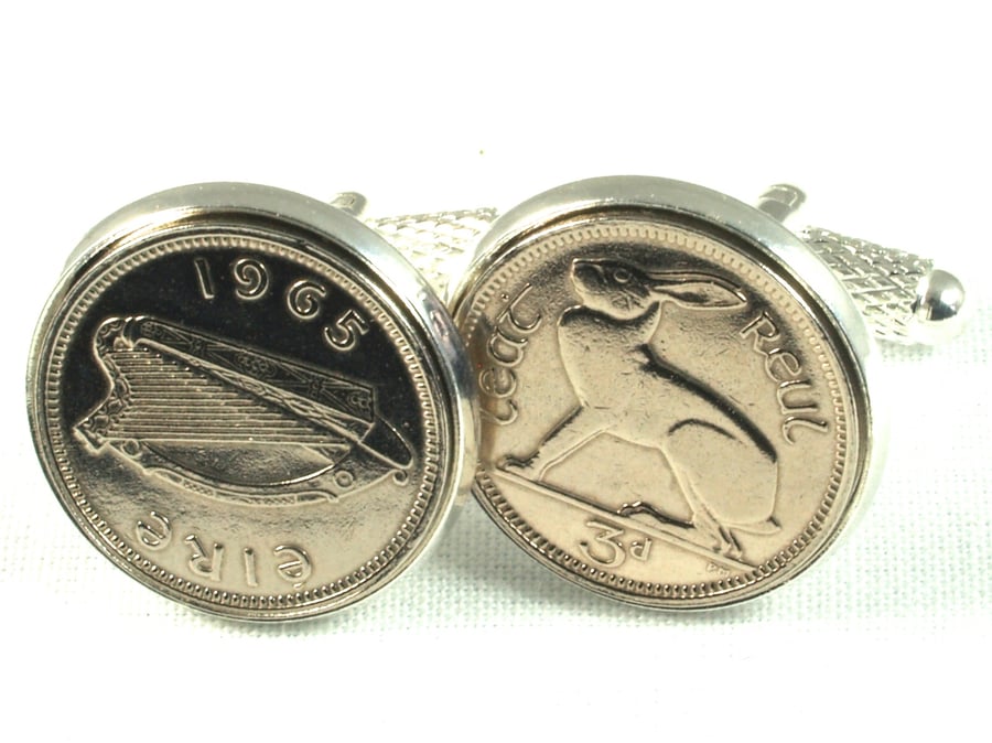 1966 Irish coin cufflinks - Irish 3d threepence... - Folksy
