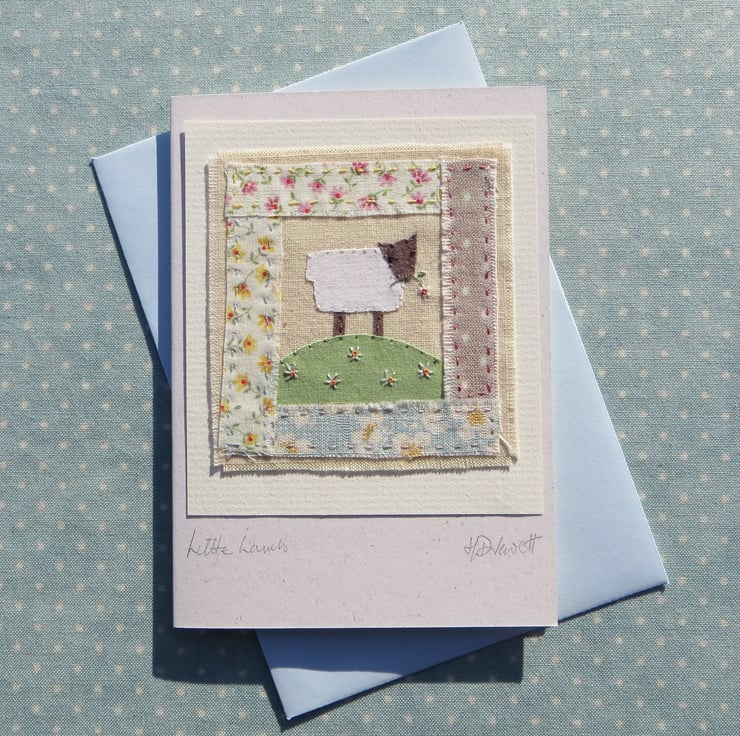 Little Lamb hand-stitched card for early years ... - Folksy