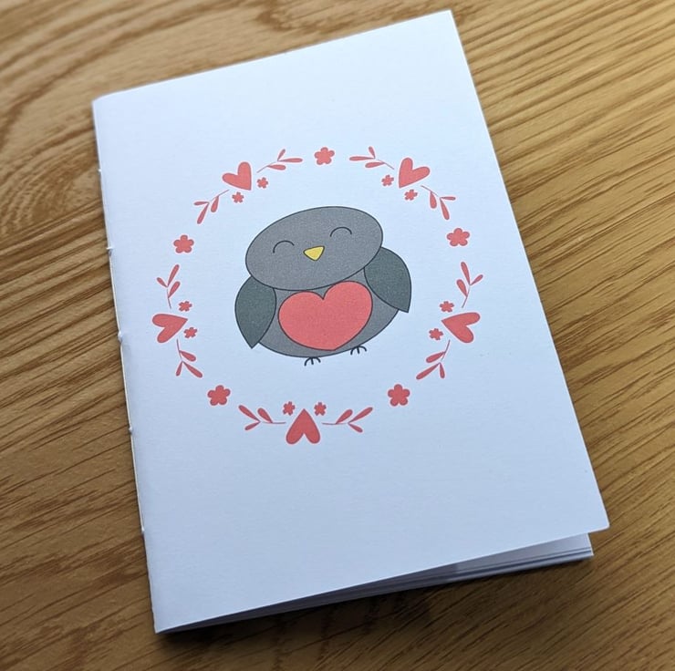 A6 notebook, Robin notebook, handmade notebook - Folksy