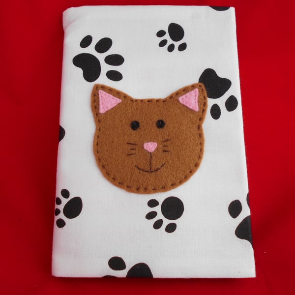 Cat Fabric Notebook cover - paw print fabric wi... - Folksy