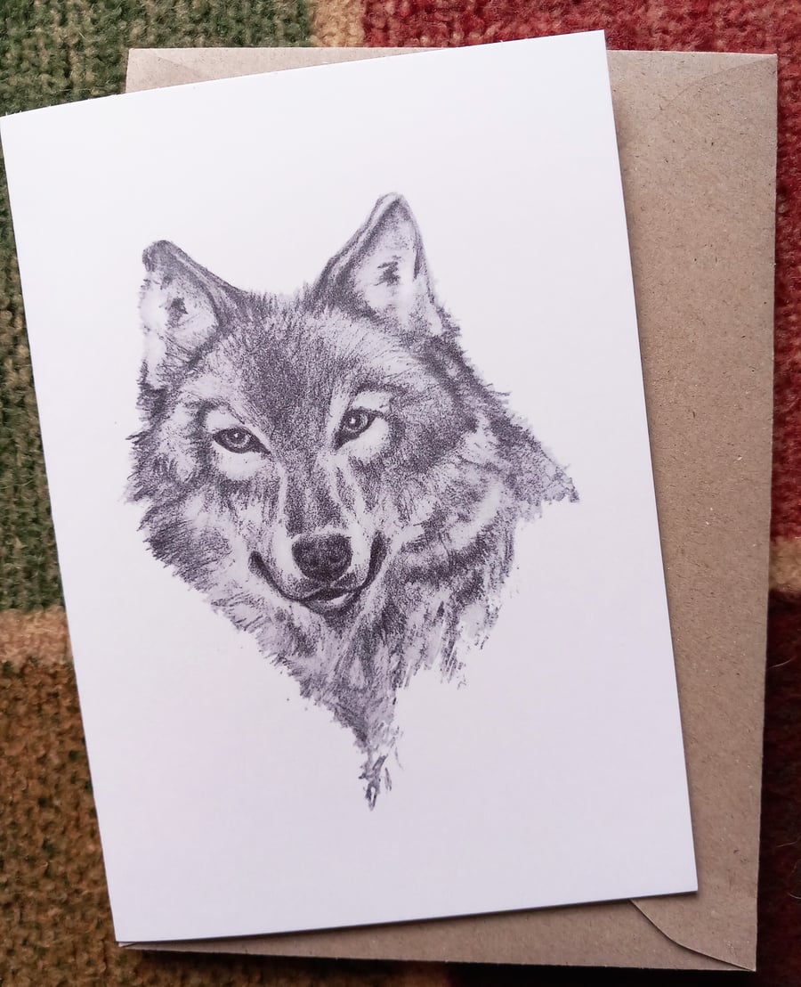 Wolf Greeting Card - Folksy