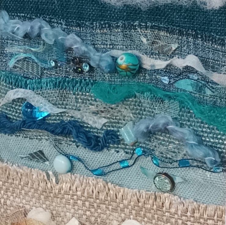 Turquoise Blue Tropical Seascape Mixed Media Ar... - Folksy