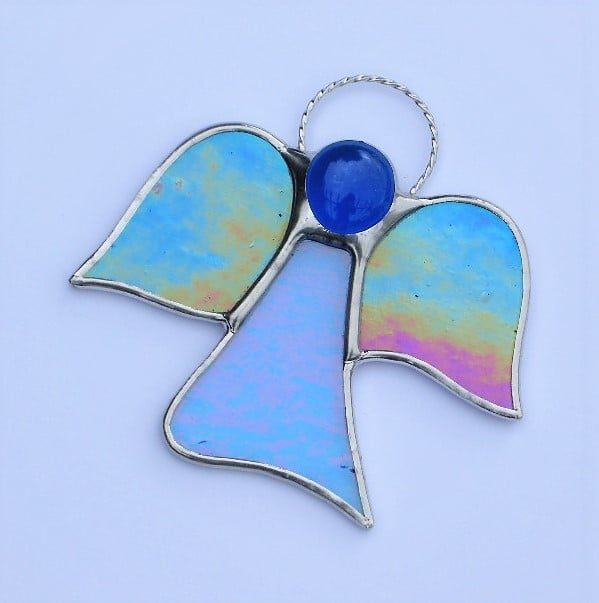 Stained glass (Angel) abstract in blue and purp... - Folksy