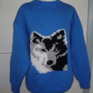 Hand knitted Wolf jumper sweater - Folksy