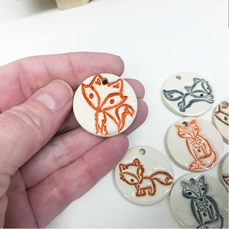 Set of seven ceramic fox pendants - Folksy