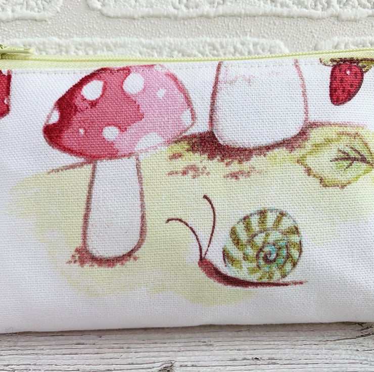 Large Purse, Coin Purse with Snail and Toadstools - Folksy