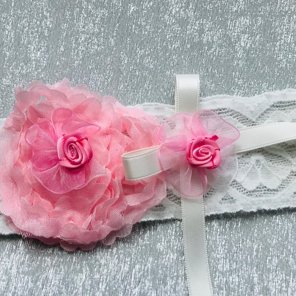 ESTELLE Pretty in Pink Wedding Garter - Folksy