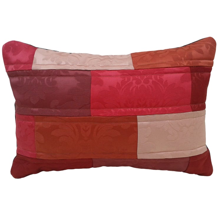 Quilted patchwork cushion - red brick pattern - Folksy