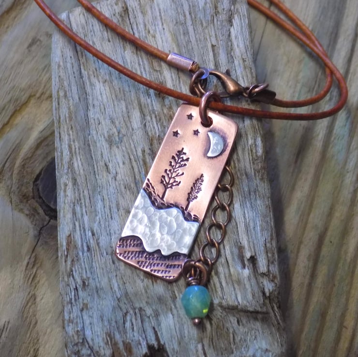 Copper and silver 'winter moon' mixed metals sc... - Folksy