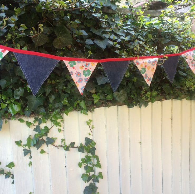 Vintage fabric bunting - Folksy