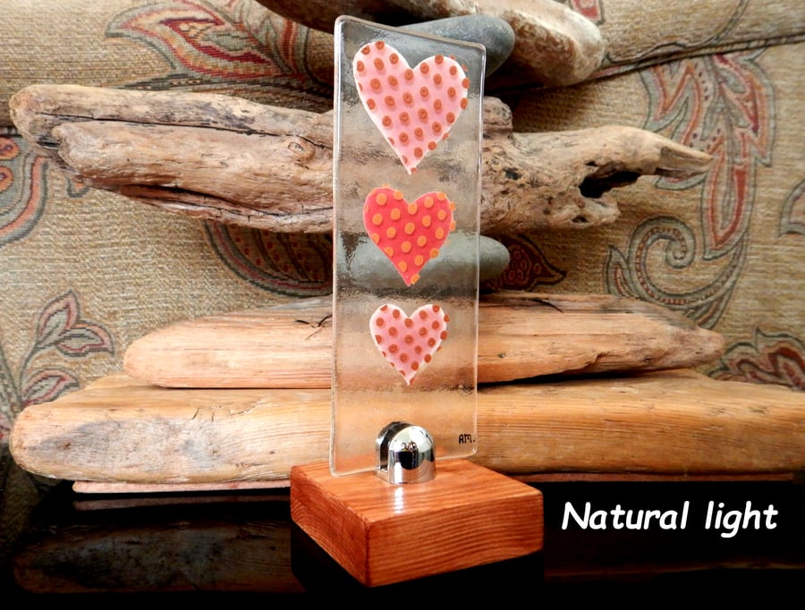 Handmade Fused Glass 'Love Hearts' Picture - Folksy