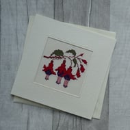 Cross Stitch Card - Manx Fuchsia - Blank Greeti... - Folksy