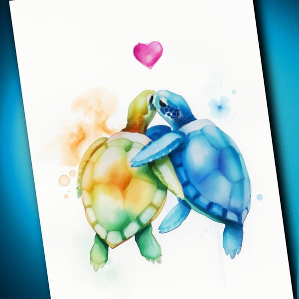 Turtle Love Card - Folksy