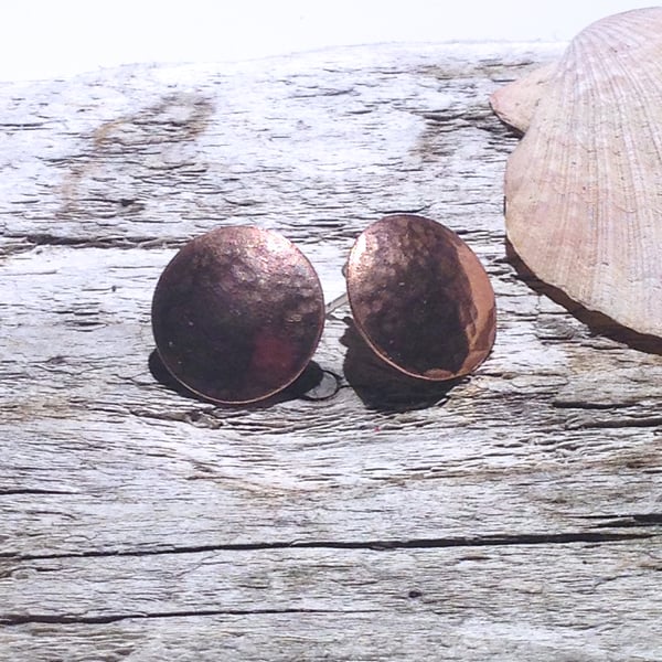 Handmade Copper Stud Earrings - UK Free Post - Folksy