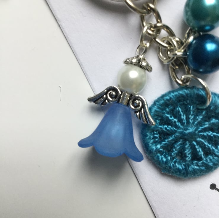 Dorset Button and Beaded Angel Bag Charm Keyrin... - Folksy