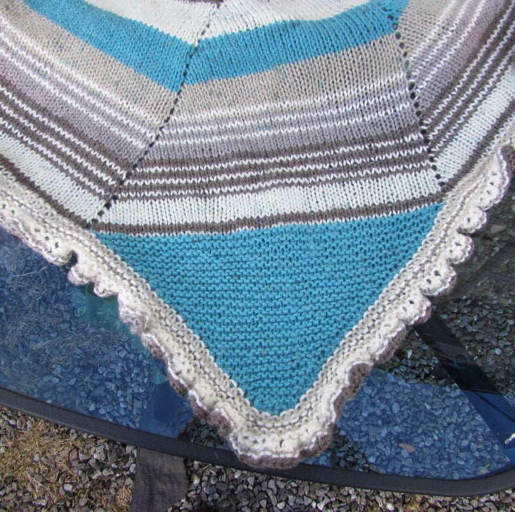 Baby Blanket, hand knitted, Aran yarn, multicol... - Folksy