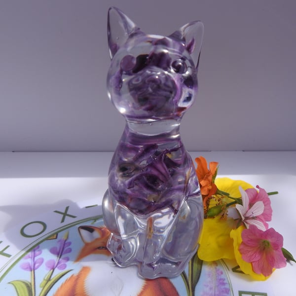Real Flower Hyacinth Cat Ornament - Gift for Ga... - Folksy