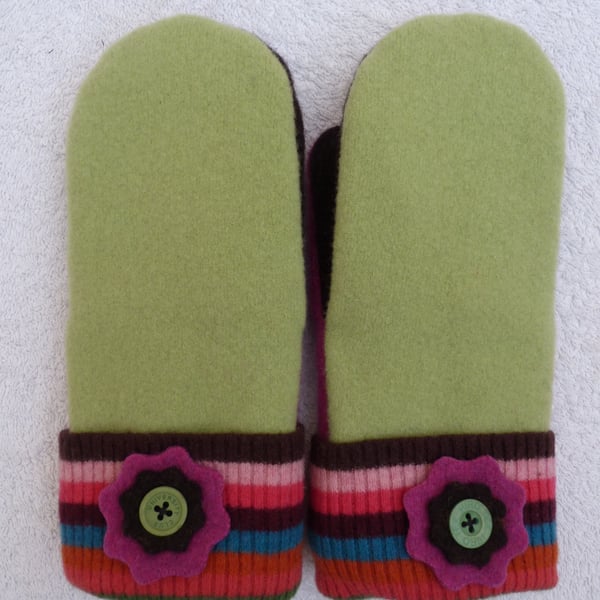 Wool mittens Created from Up-cycled Sweaters. F... - Folksy