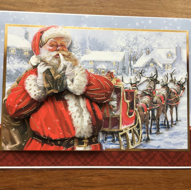 3D Santa Claus Christmas Card - Father Christma... - Folksy