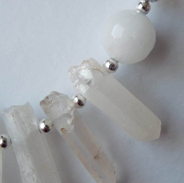 White Quartz & Quartzite Necklace - Handma... - Folksy