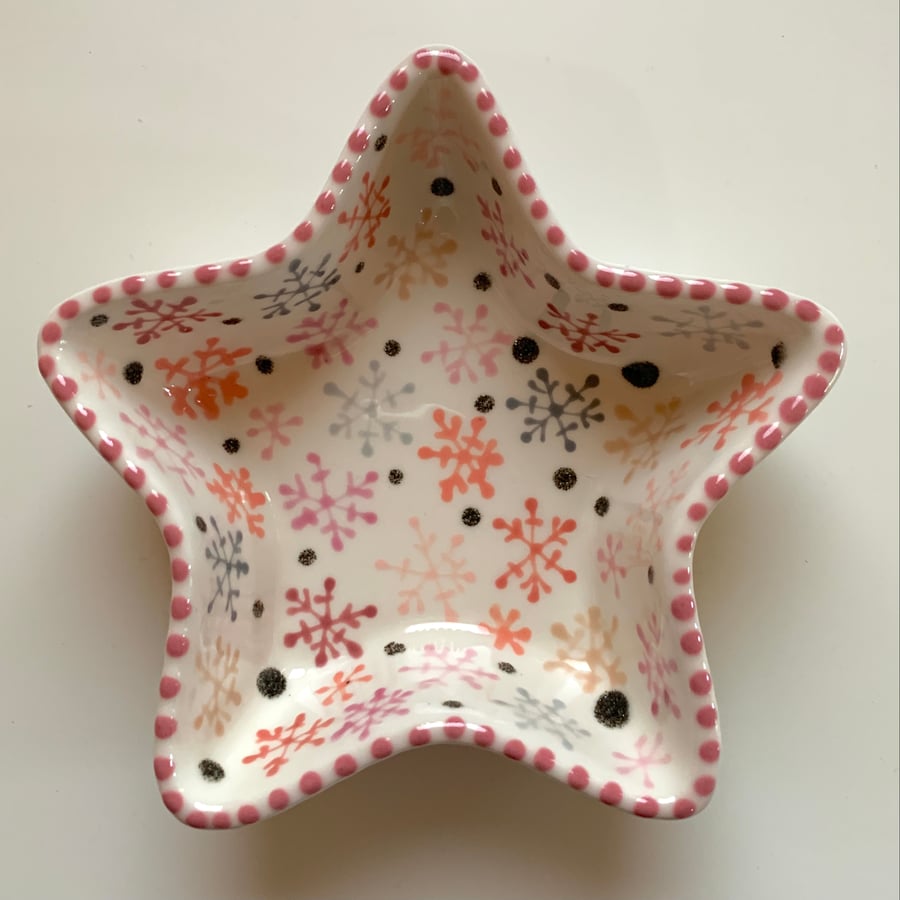 Ceramic Snowflakey Star Dish - Folksy