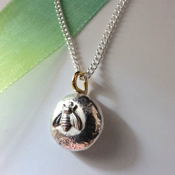 Silver Bee Pendant - Folksy