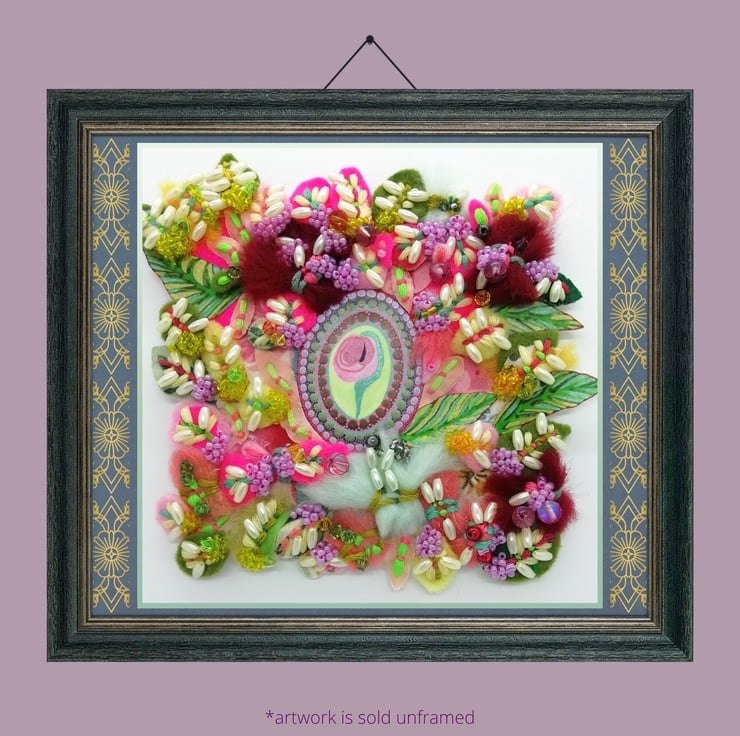 Textile Art Flowers, Modern Beaded Embroidery, ... - Folksy