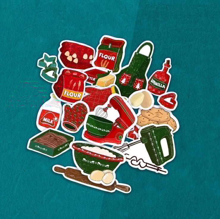 Christmas Baking stickers, Cake Stickers, fun B... - Folksy