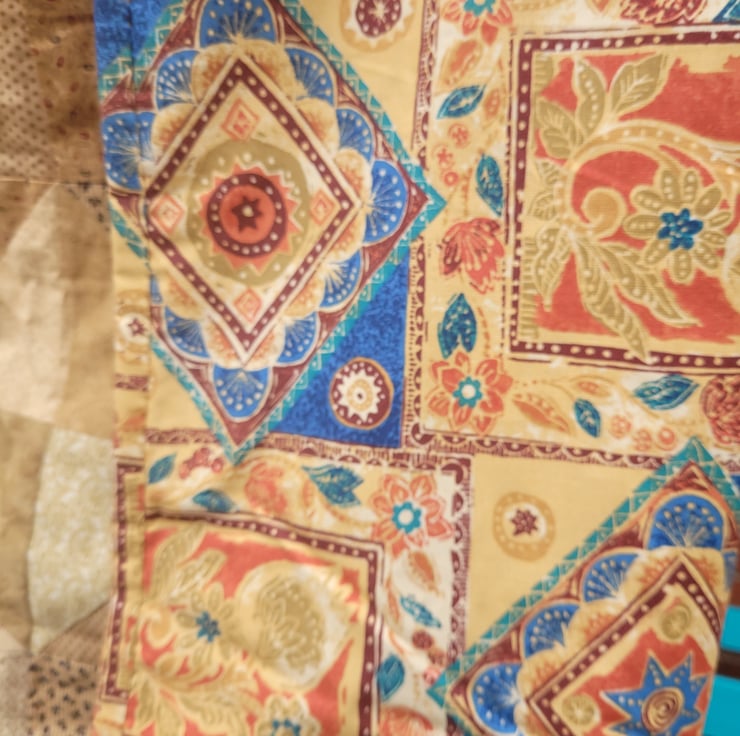 Homemade Brown Patchwork quilt 43" square - Folksy