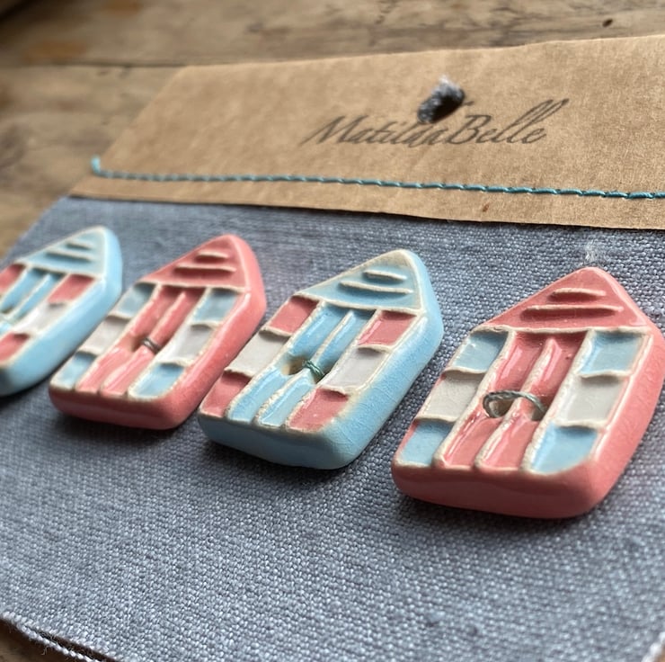 Handmade Ceramic Beach House Buttons set of 4 - Folksy