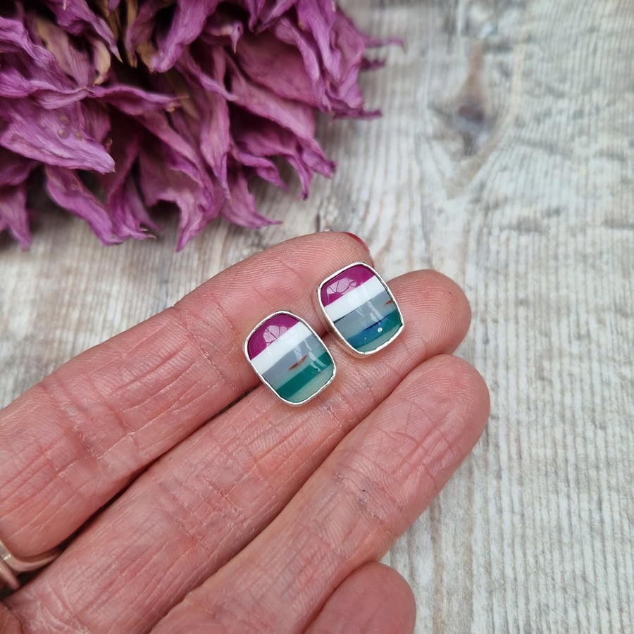 Silver Surfite Studs, Surfite Earrings, Silver ... - Folksy