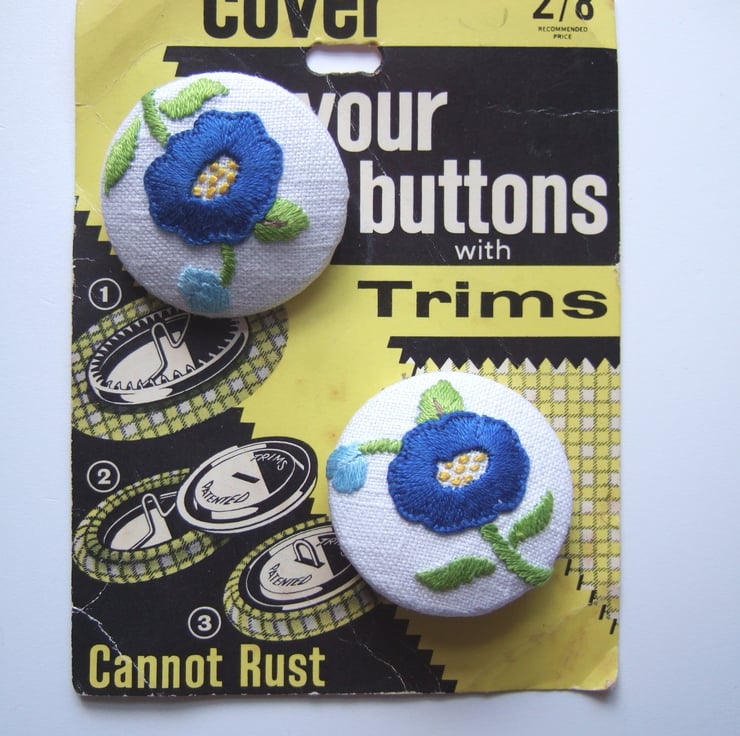 A pair of jumbo extra large buttons, covered wi... - Folksy