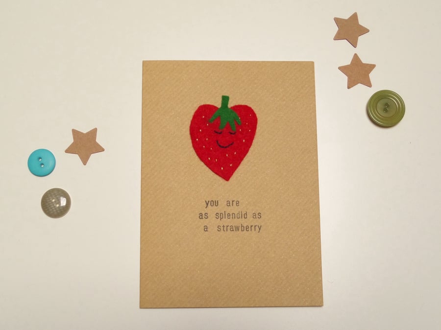 Splendid Strawberry Card - Folksy