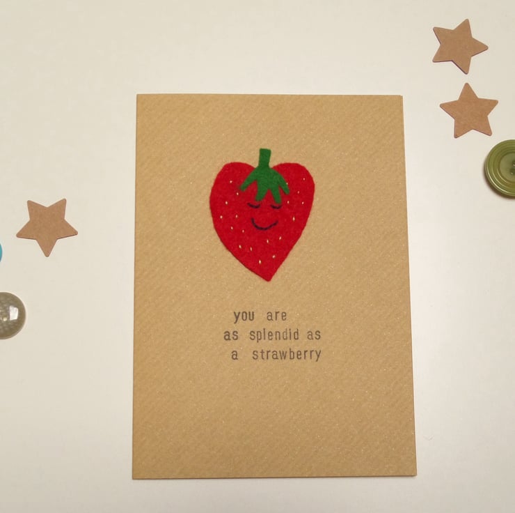 Splendid Strawberry Card - Folksy