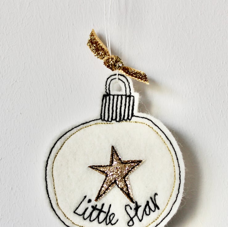Small 'Little Star' Wool Felt Christmas Bauble ... - Folksy